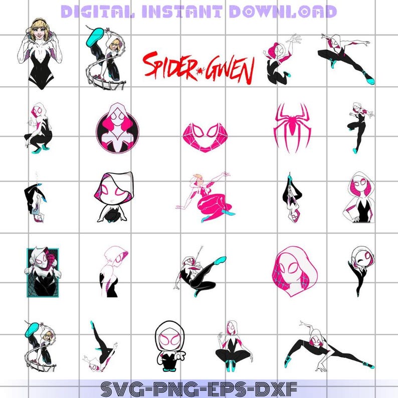 Spider Gwen Svg Bundle, Spider Women Digital File, Super Hero Png ...