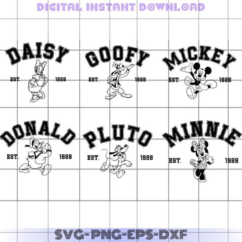 Cartoon Movie Characters Svg Bundle, Mickeyy Minnie SVG Digital File ...
