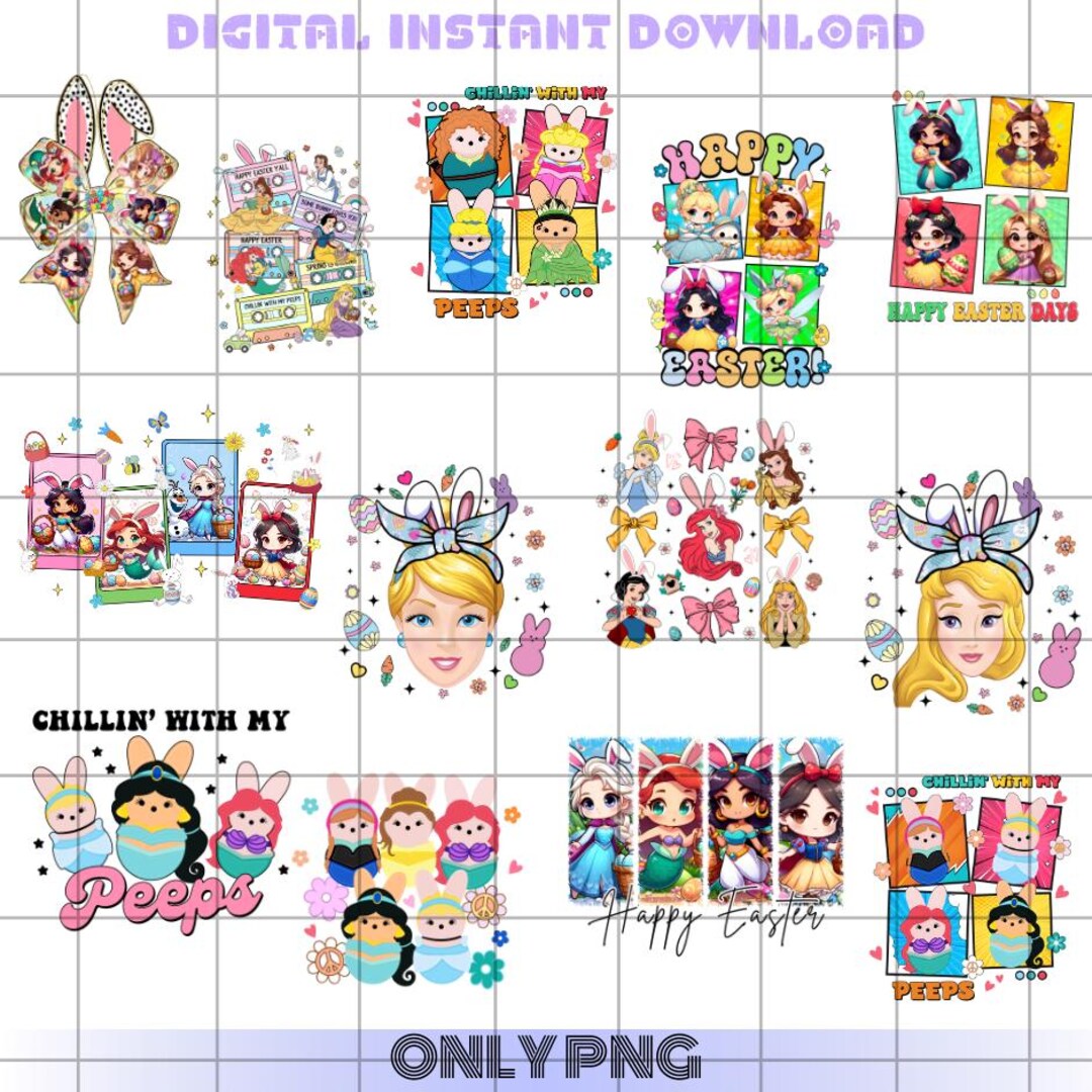 Princess Easter Bunny Png Bundle, Elsa Easter Day Digital File, Easter ...