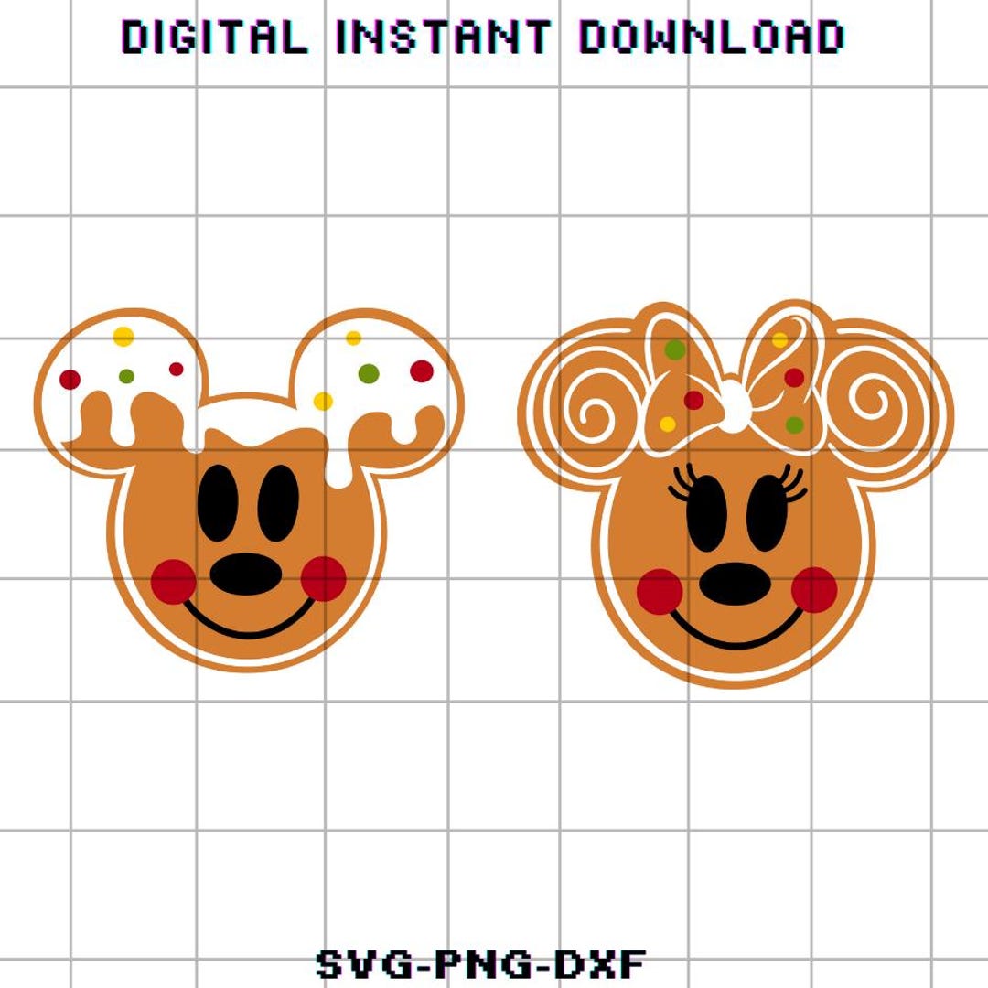 Christmas Gingerbread Mouse Head Svg Bundle, Mickeyy Cookies Digital ...