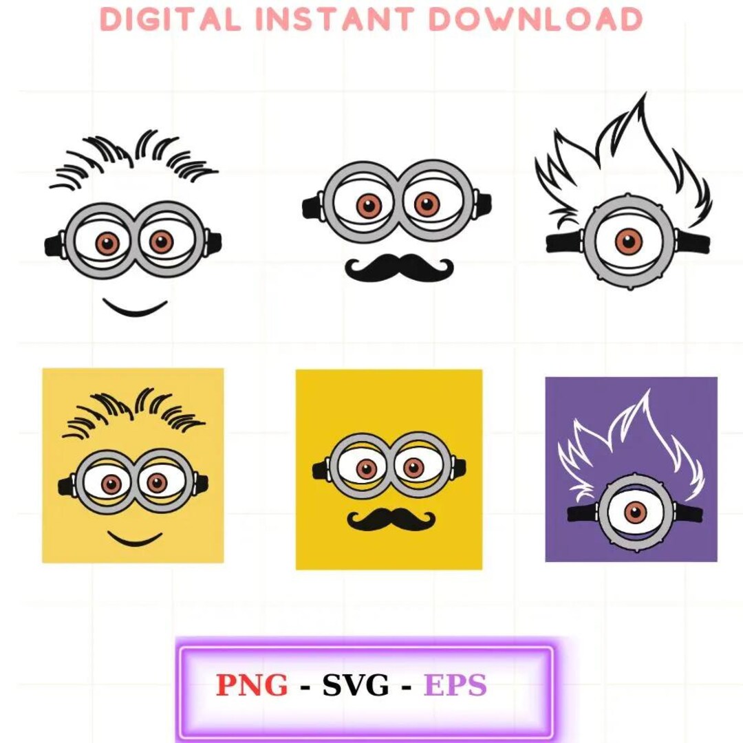 Minion Face Svg Bundle, Minions Face Svg, Minions Face Clipart, Minion ...