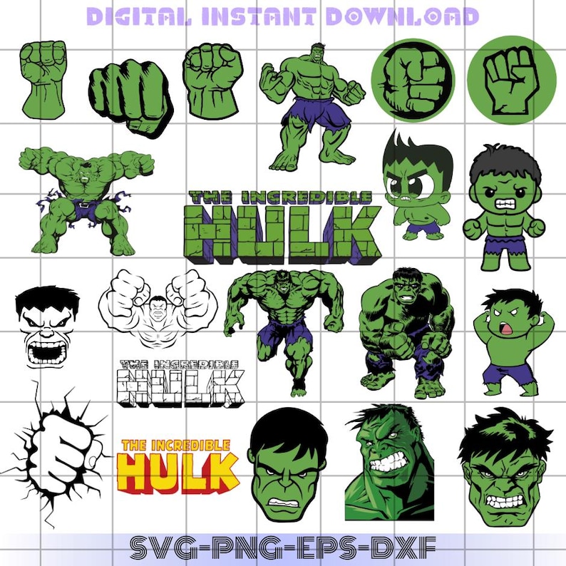 Superhero Hulk Svg Bundle, Superheroes Cut Files, Printable Vector ...