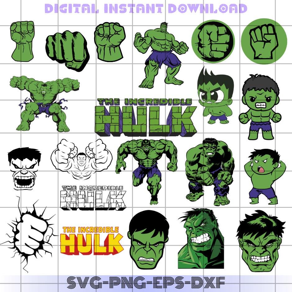 Superhero Hulk Svg Bundle, Superheroes Cut Files, Printable Vector ...