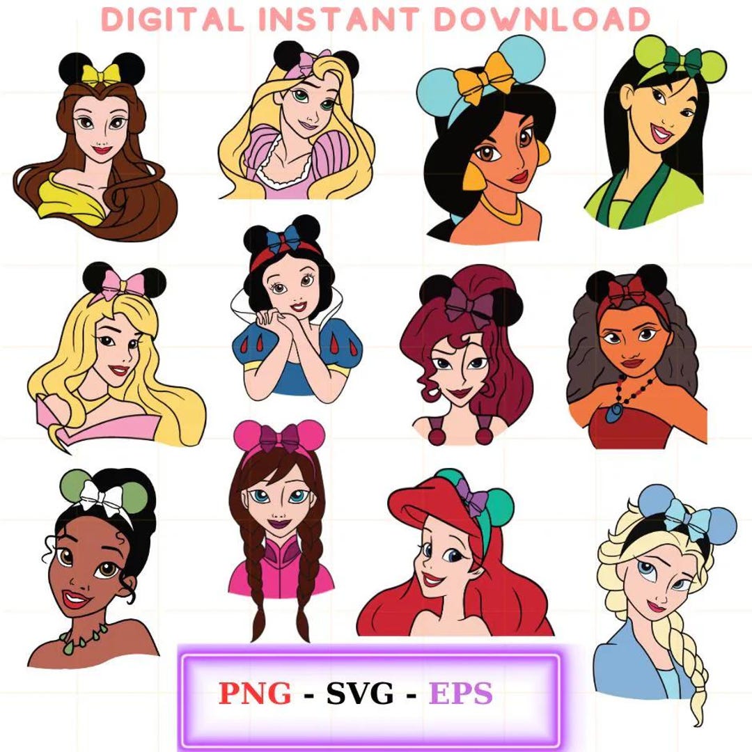 Princess SVG Bundle, Princess Head Png Bundle, Svg for Cricut - Etsy
