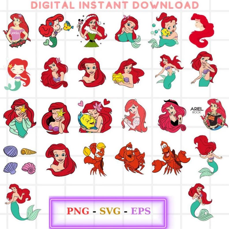 Little Mermaid SVG Bundle, Little Mermaid Png, Ariel Svg Files for ...
