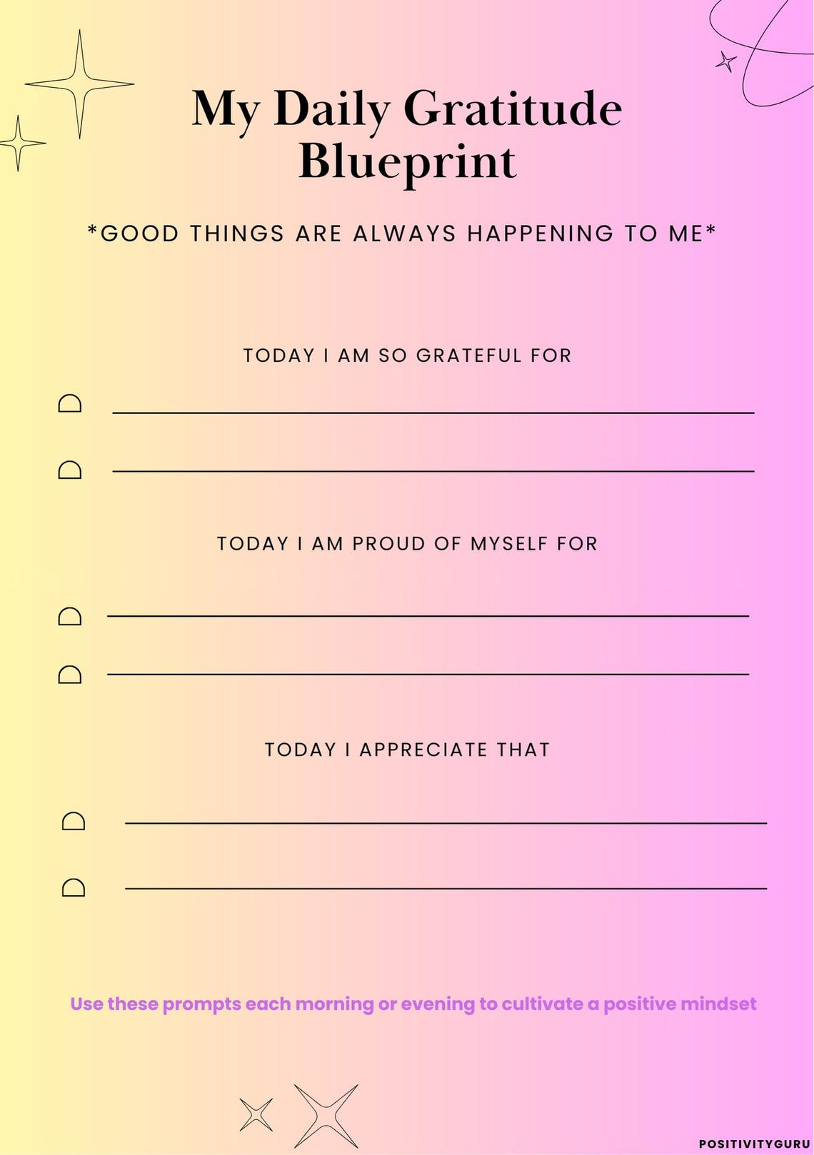 Daily Gratitude Blueprint ,printable Gratitude Journal - Etsy