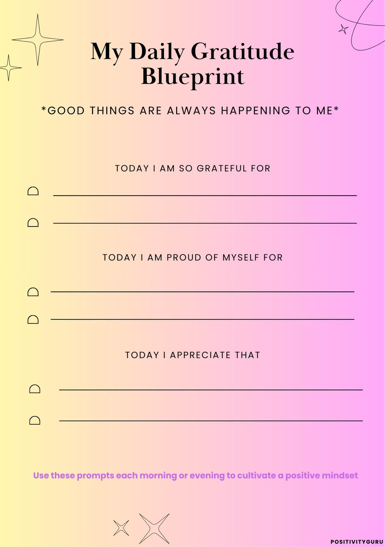 Daily Gratitude Blueprint ,printable Gratitude Journal - Etsy