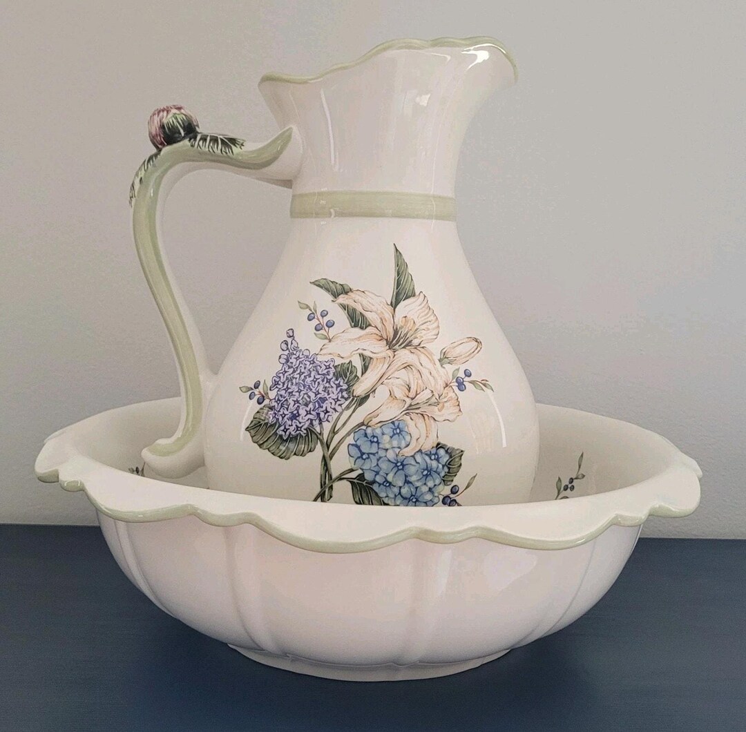 Princess House Vintage Garden Pitcher and Bowl Set #1492A & #1492B - Etsy