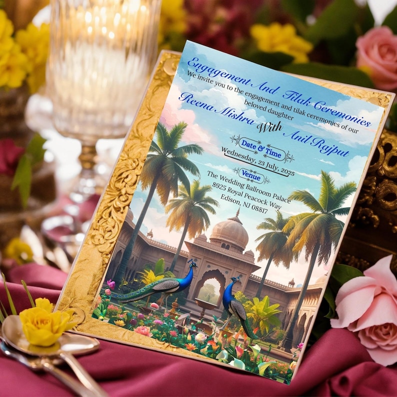 Mughal Indian Wedding Invitation Suite: Customizable Digital Template ...