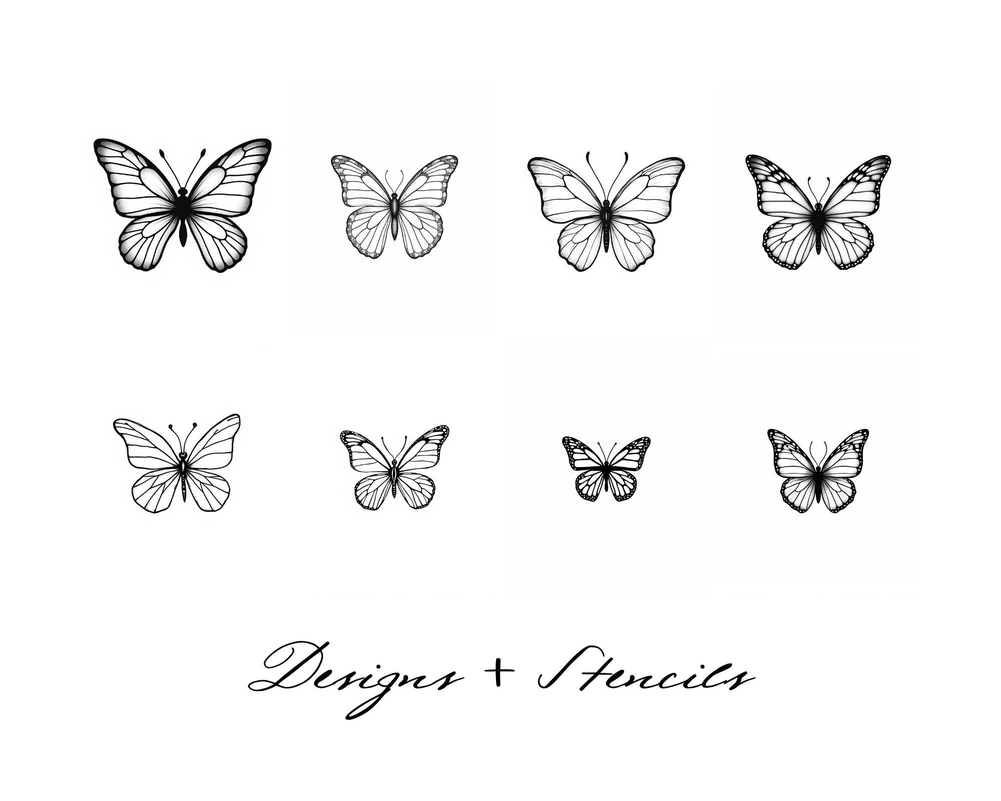 Butterfly Designs & Stencils | Tattoo Flash, Wall Art, Craft Templates ...