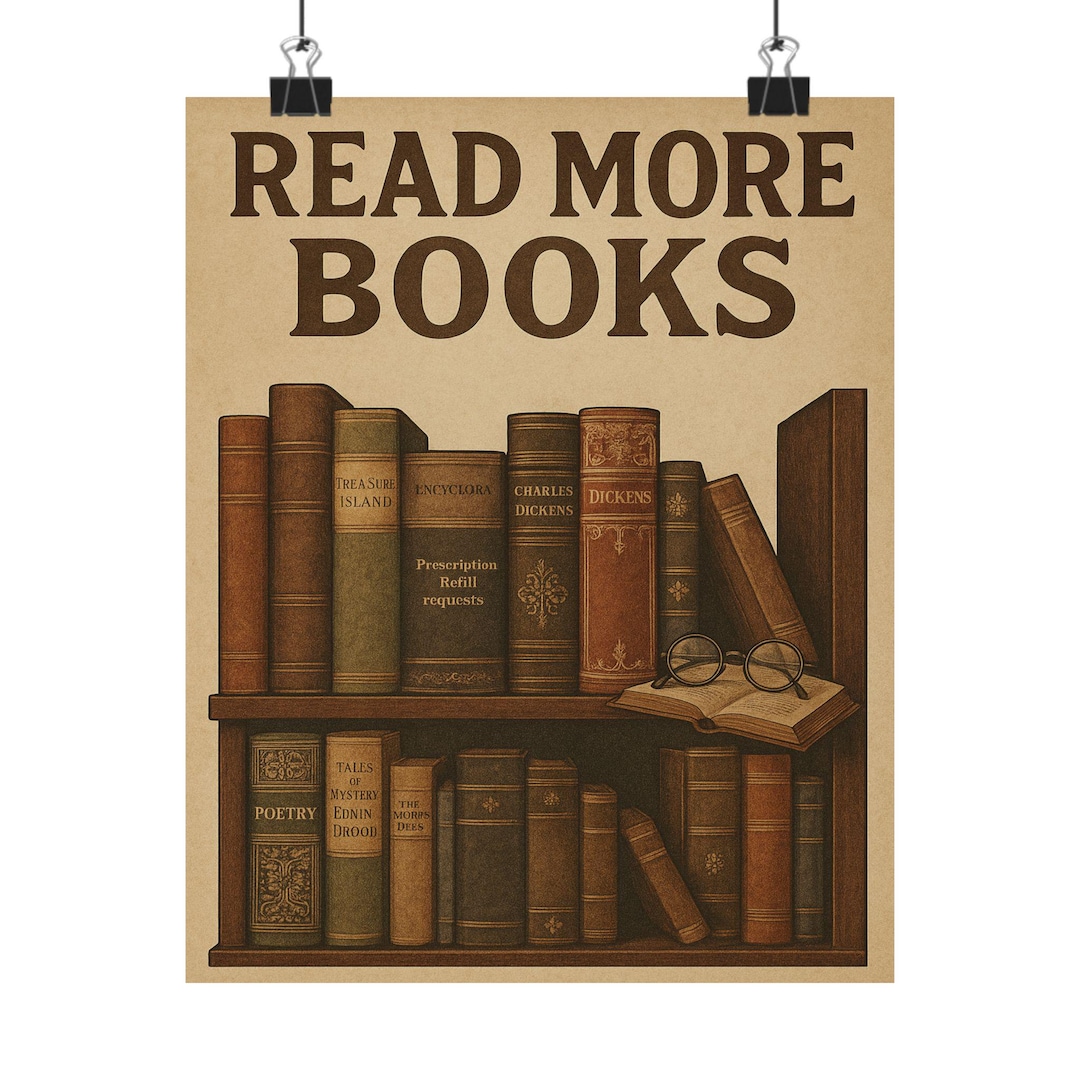 Vintage Library Poster, Book Shop Print, Book Lovers Gift, Reading Gift ...