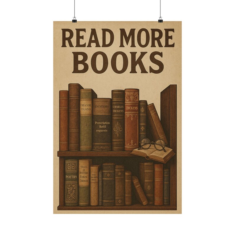 Vintage Library Poster, Book Shop Print, Book Lovers Gift, Reading Gift ...