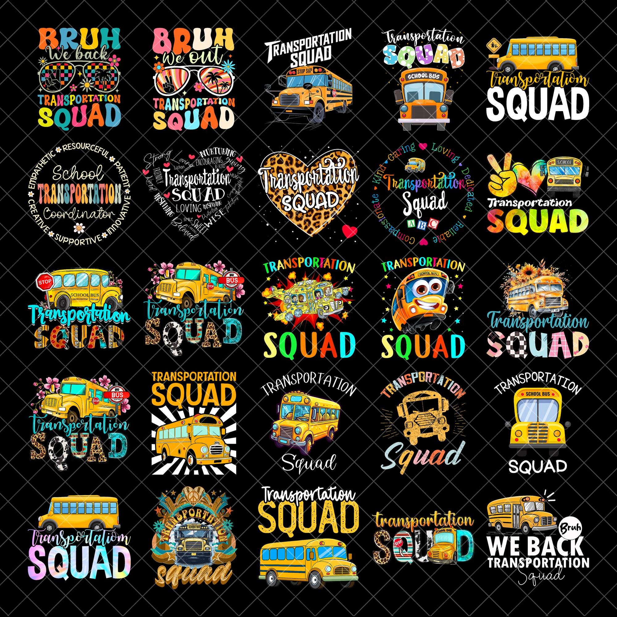 Transportation Squad School Bus Png Bundle, Teacher Png, Transportation ...