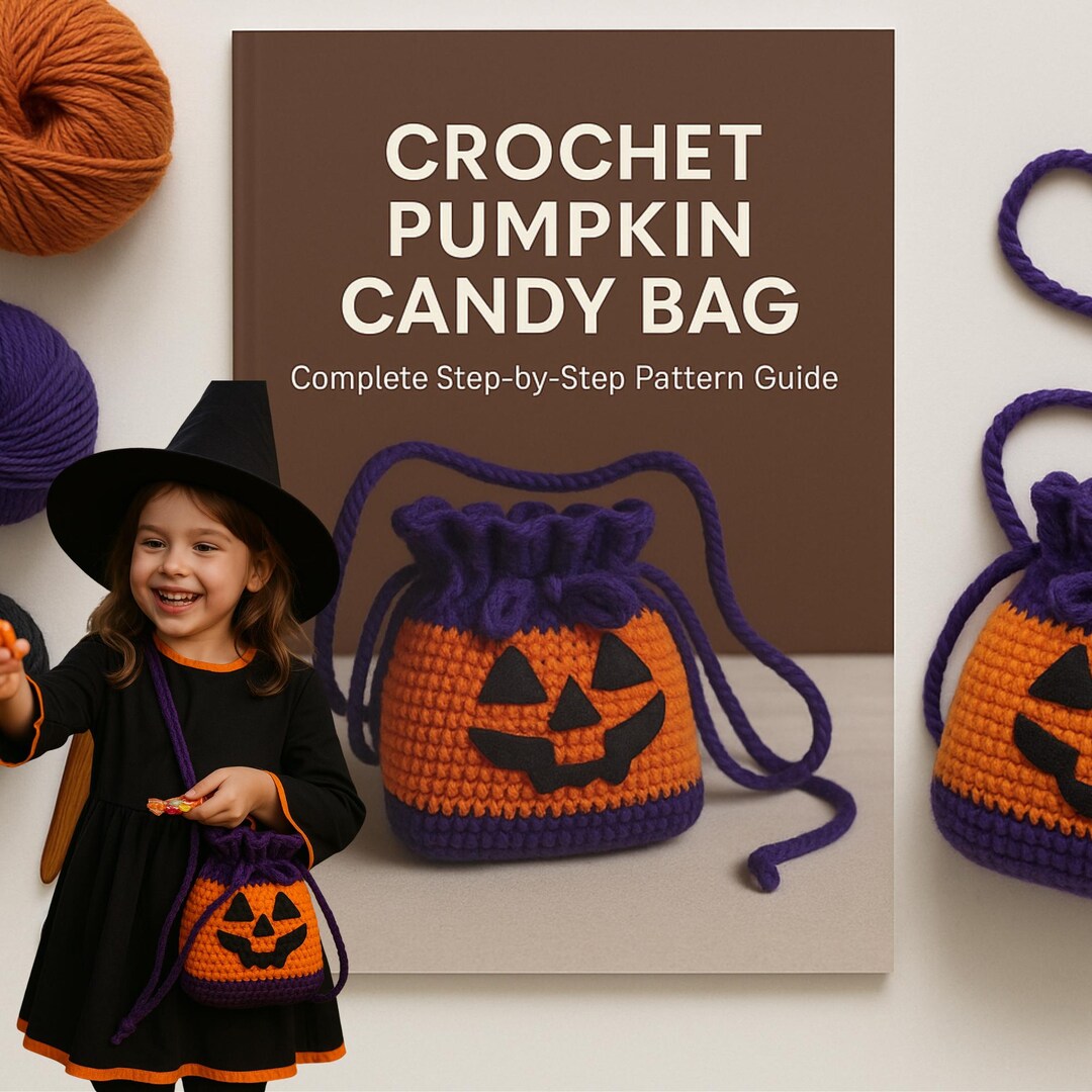 Crochet Pumpkin Candy Bag Pattern – Step-by-step Halloween Tote PDF ...