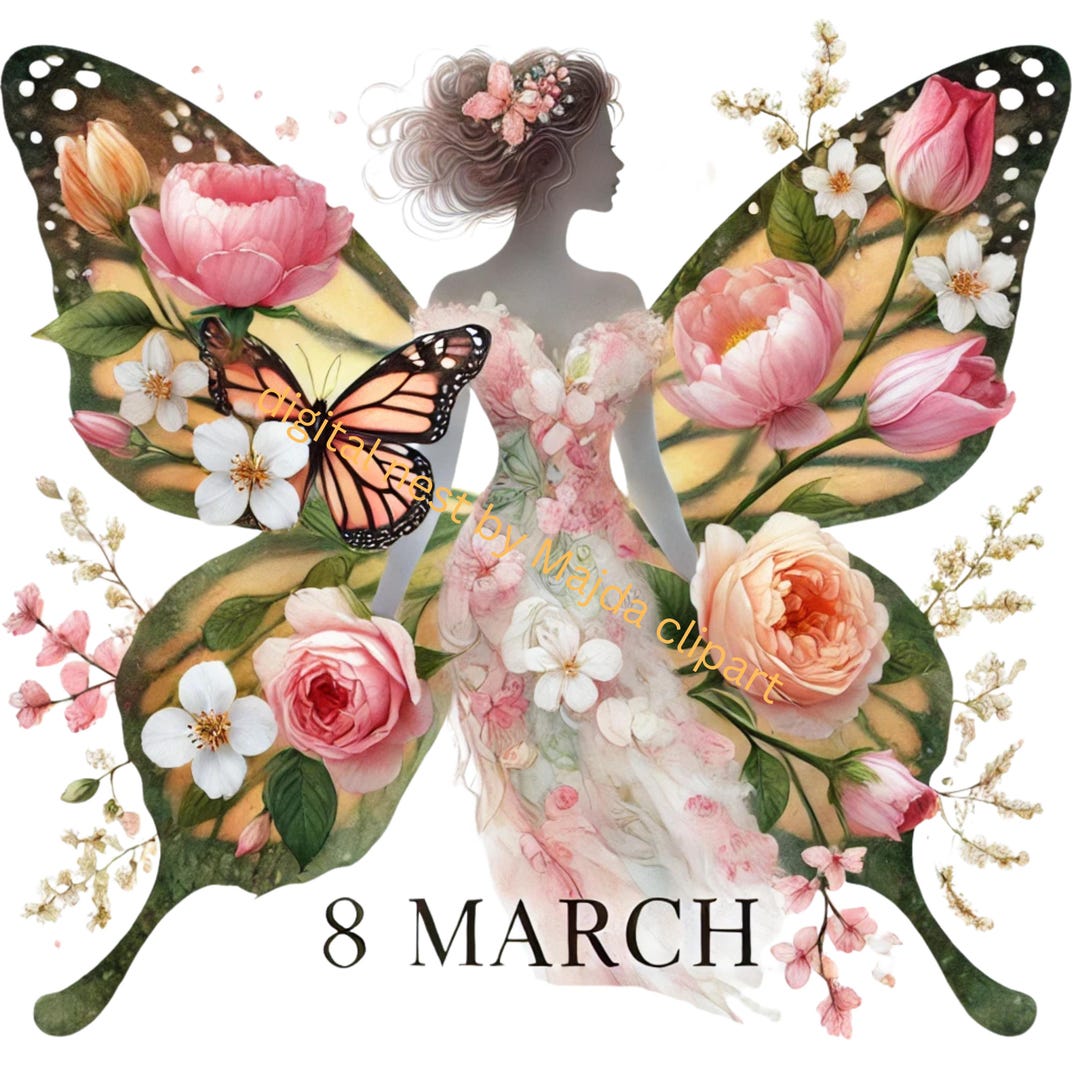 8 March Women's Day Digital 12 Clipart | Feminine Floral Art for ...
