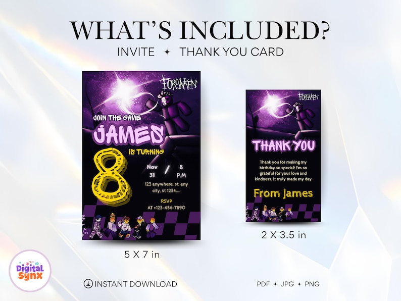 Roblox Forsaken Birthday Invitation Card Forsaken Roblox Invitation ...