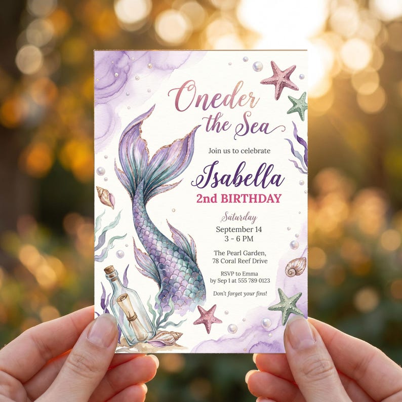 Dive Into Five Mermaid Invitation, 2nd Birthday Mermaid Invite, Mermaid ...