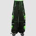 Mens Black Cargo Pants With Chains Green Stitching Neon Skulls - Punk ...
