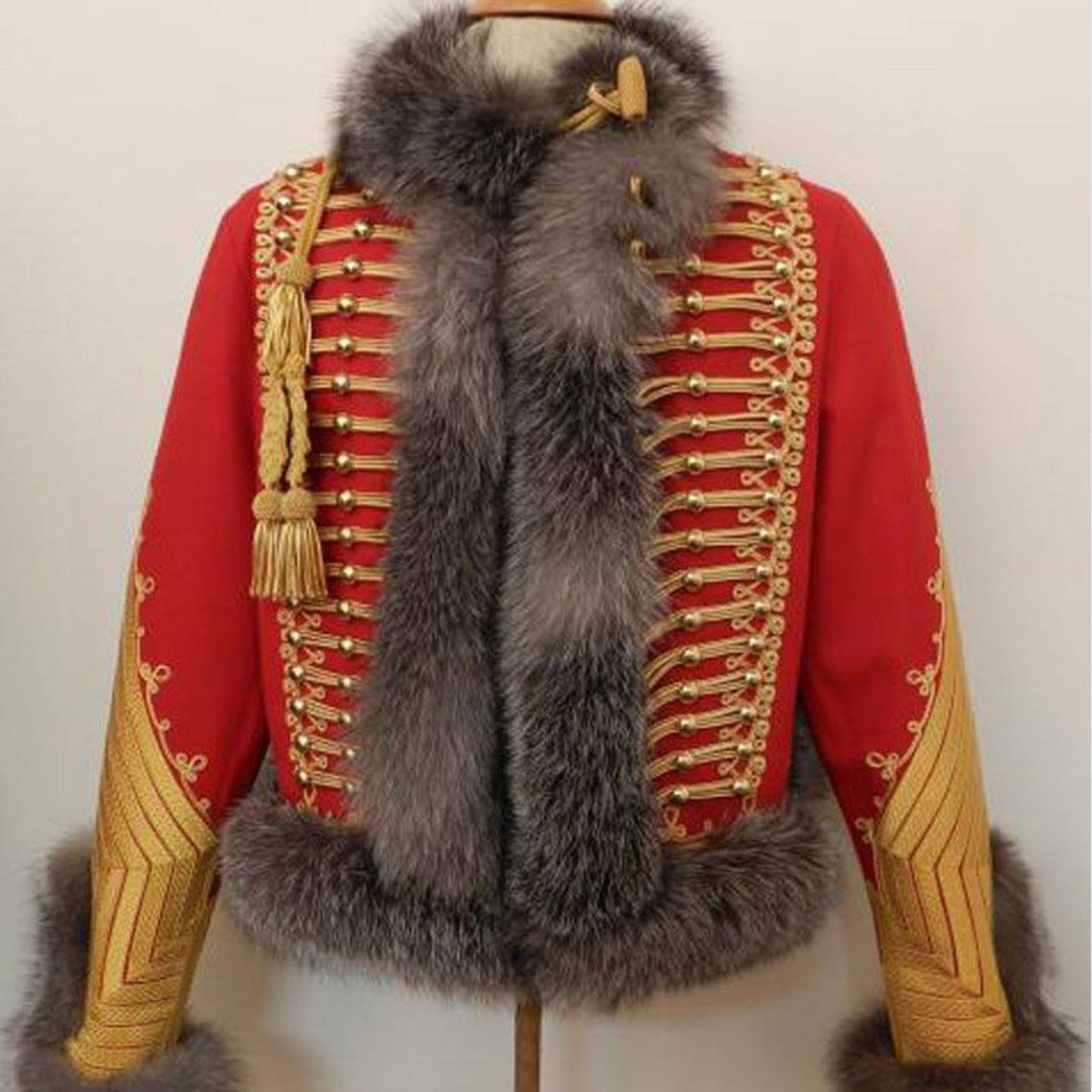 Red Wool Napoleonic Hussar Jacket | Fur Trim Military Parade Coat - Etsy