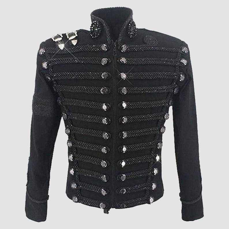 Handmade Michael Jackson Military Jacket | Black Wool Hussar Style - Etsy