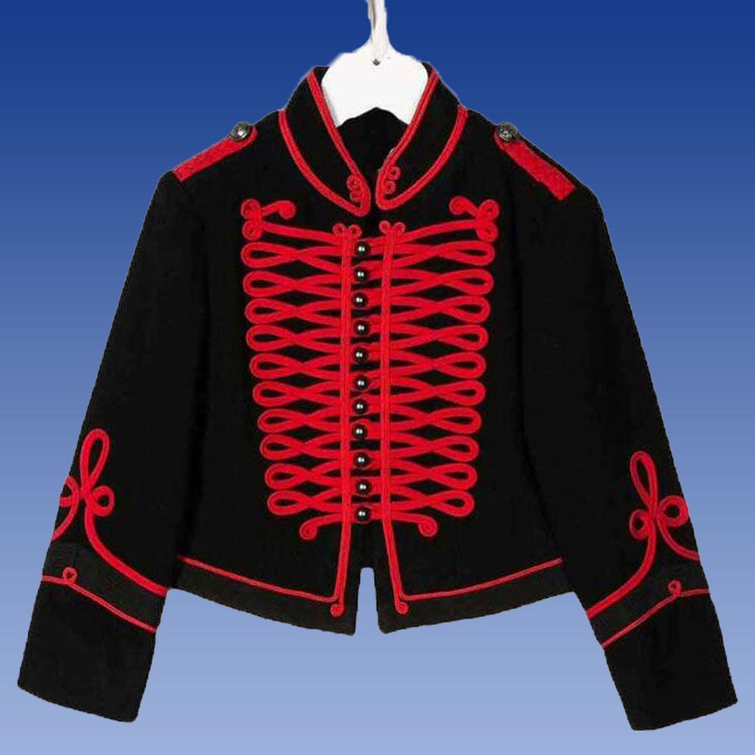Black Military Parade Jacket With Red Braiding – Hussar Uniform Style ...
