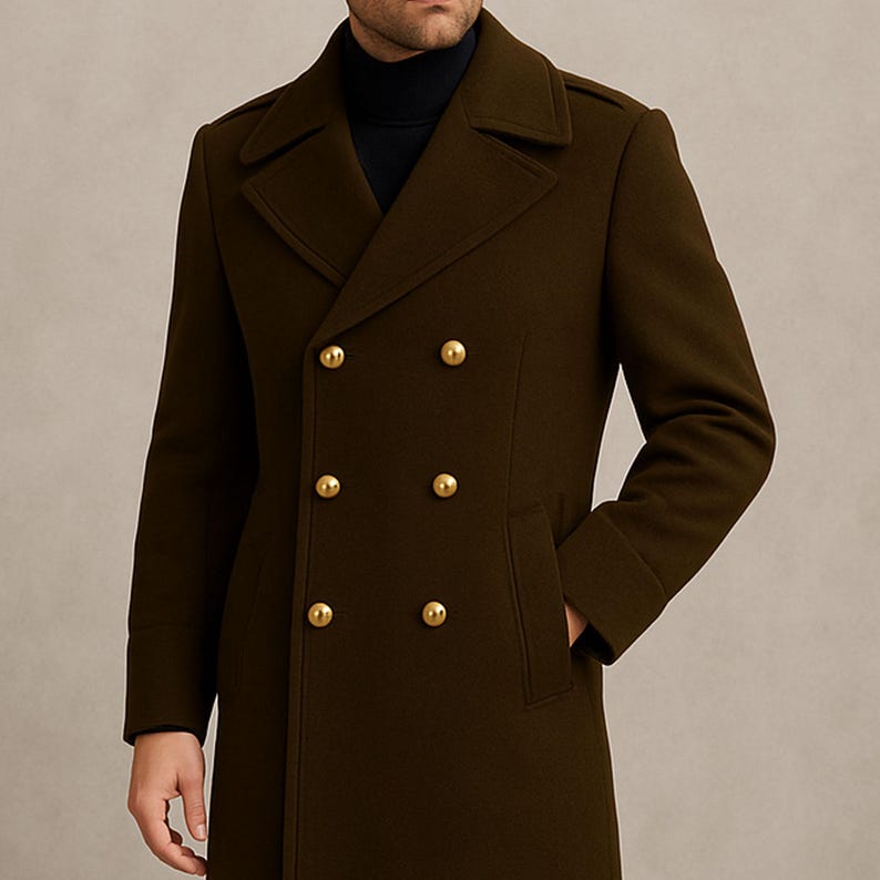 Men’s Military Wool Greatcoat | Vintage Double-breasted Army Overcoat ...