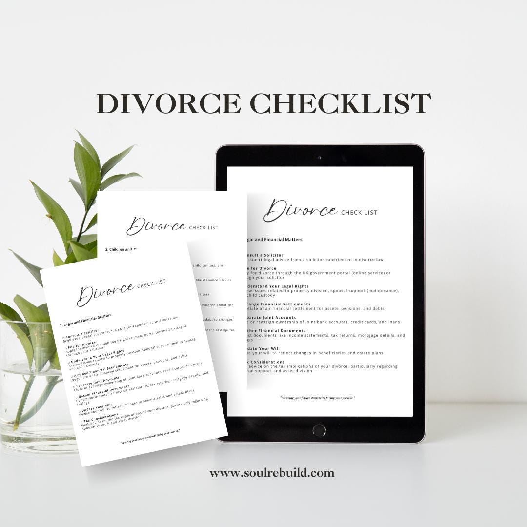 Divorce Checklist | Legal, Financial & Emotional Guide | Printable ...