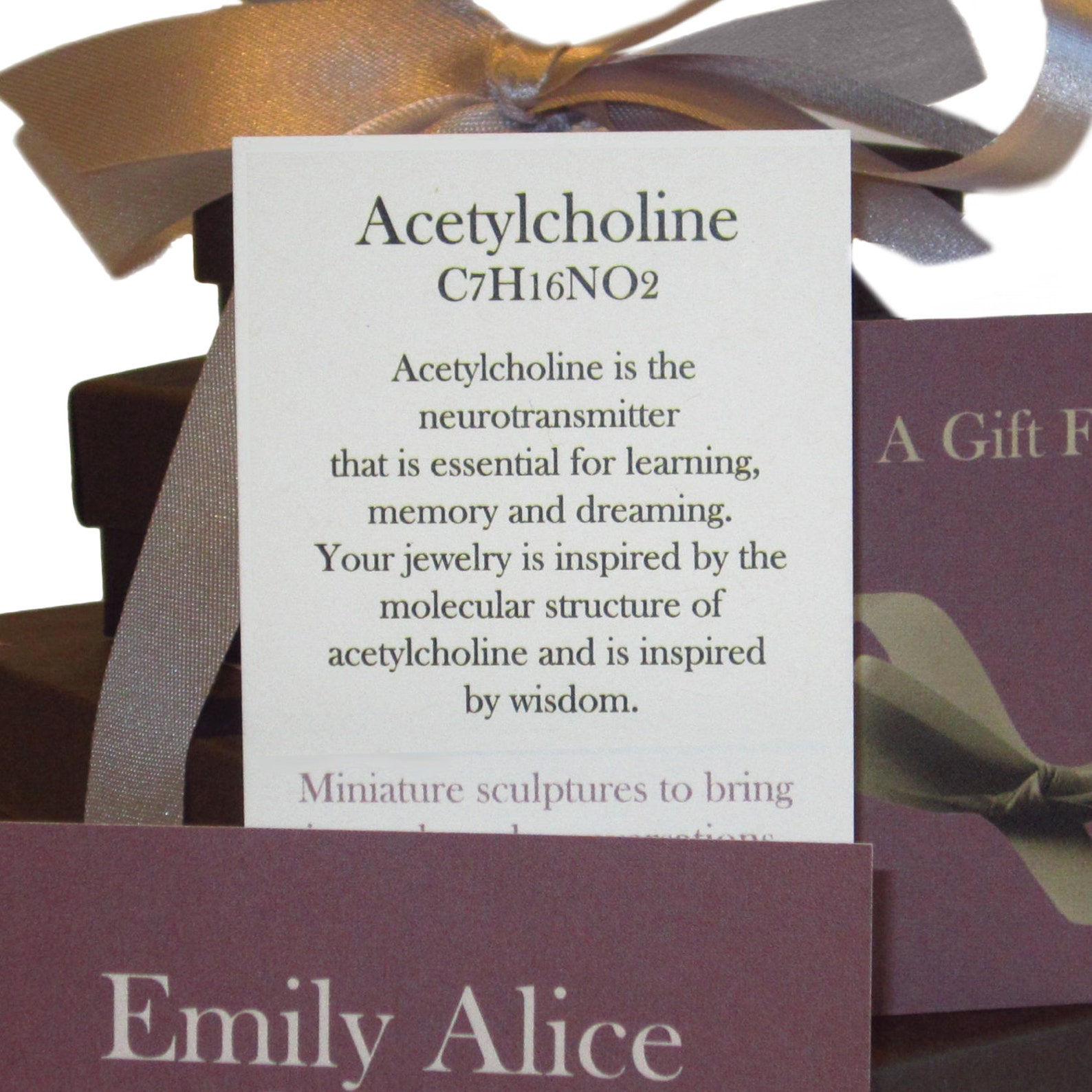 Acetylcholine (memory and Dreaming) Molecule Pendant - 18k Gold Vermeil ...