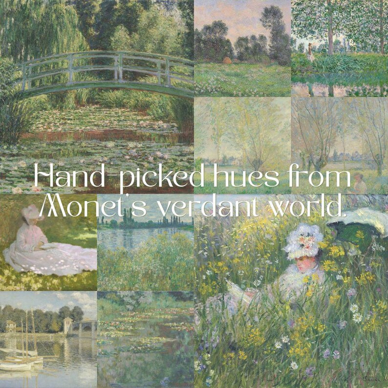Claude Monet Green Gallery Wall Set 10 Pieces | Healing Nature Wall Art ...