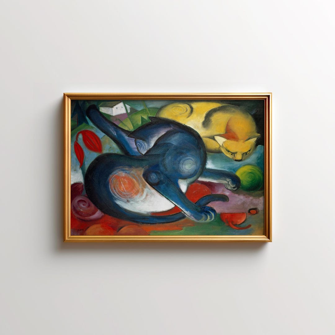 Abstract Cat Wall Art Digital Download | Vintage Expressionist Painting ...