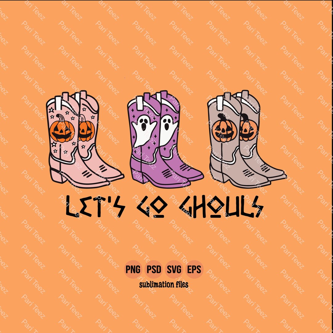 Let's Go Ghouls PNG SVG, Halloween Cowboy, Ghost Sticker, Howdy ...