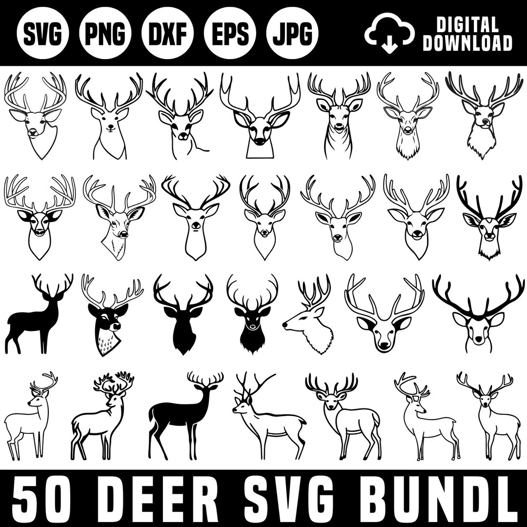 Deer Svg Bundle, Forest Deer Svg, Deer Svg, Deer Mountain Svg, Wild ...