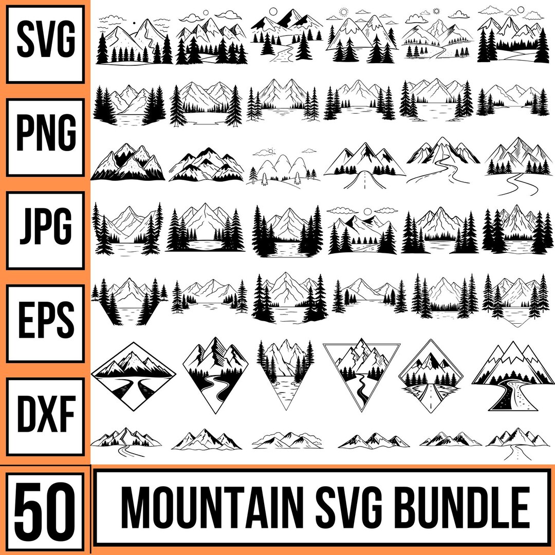 Mountain Svg Bundle, Landscape Svg, Nature Svg, Forest Tree Svg ...