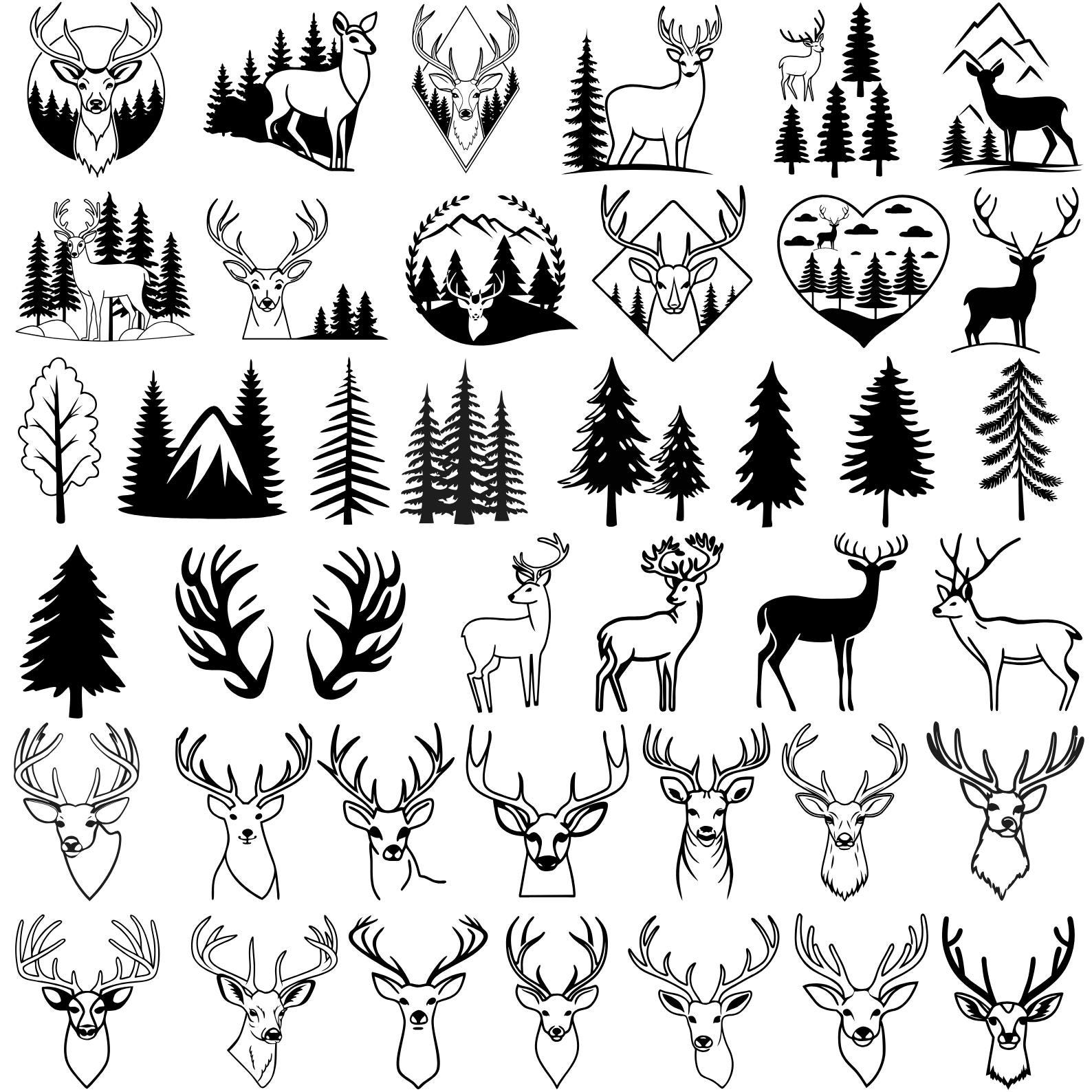 Deer Svg Bundle, Forest Deer Svg, Deer Svg, Deer Mountain Svg, Wild ...