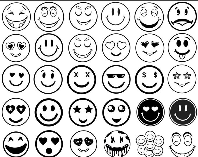 943 - Happy Faces Pack Bundle SVG, EPS, PNG - Happy Faces Emojis ...