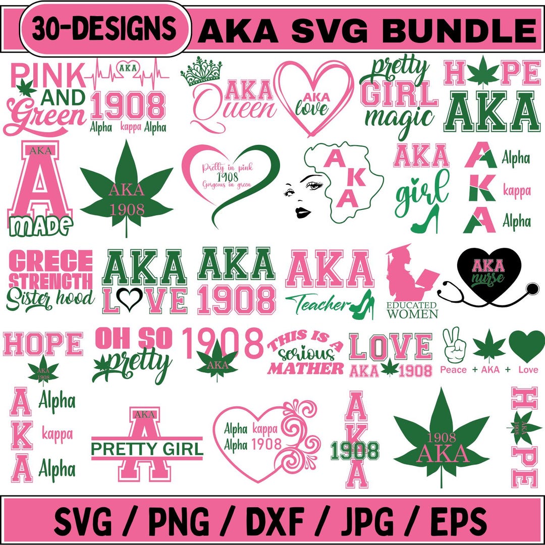 AKA Svg Bundle, AKA Sorority Svg, Alpha Kappa Alpha Png, 1908 Svg, Pink ...