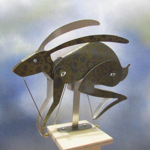 Beautiful March Hare Automaton in Grey and Gold - Etsy