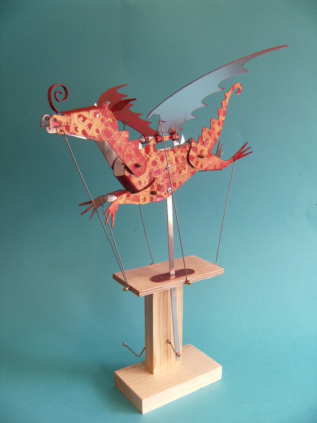 Large Painted Aluminum Dragon Automata - Etsy