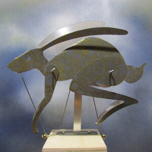 Beautiful March Hare Automaton in Grey and Gold - Etsy