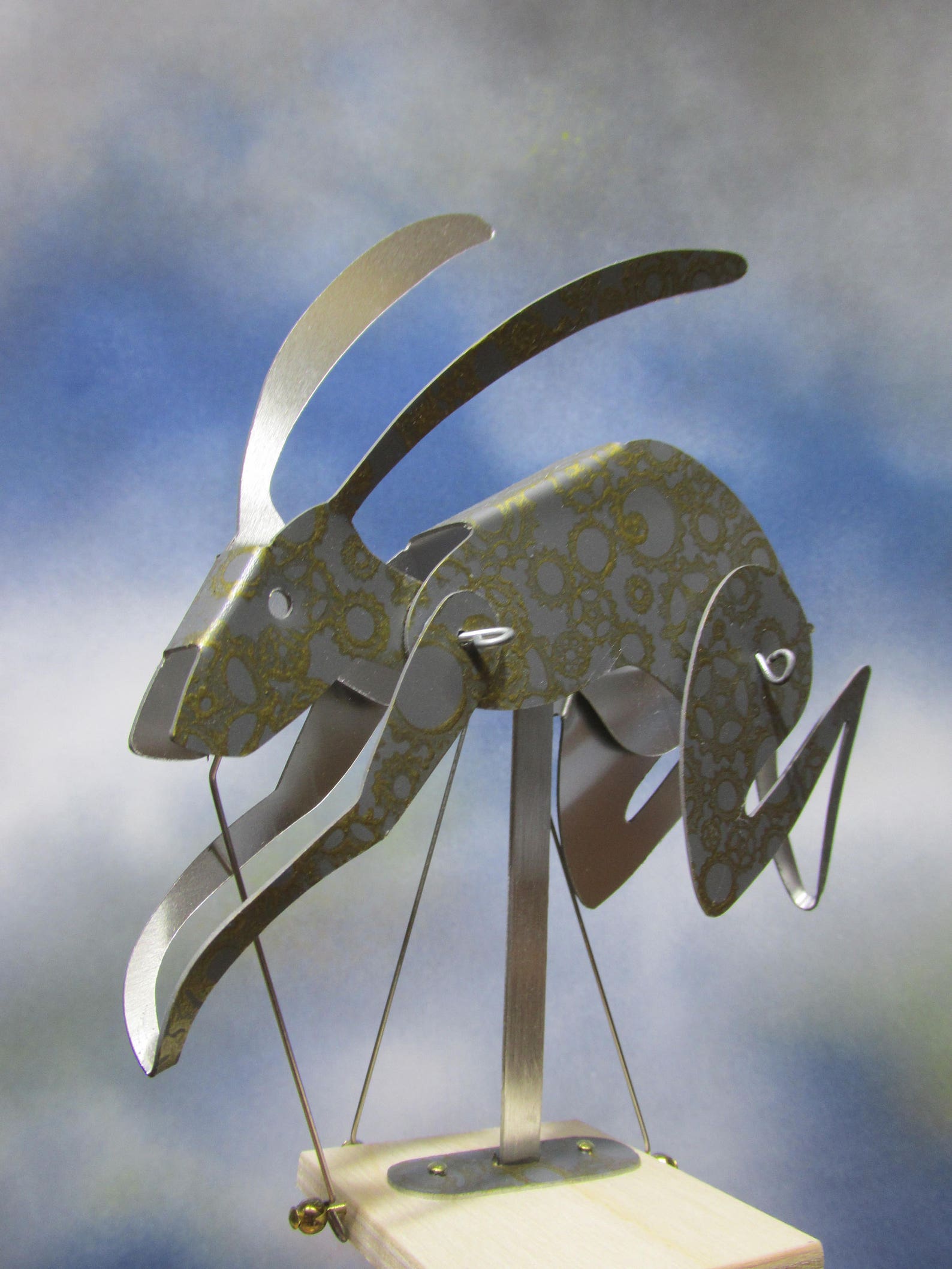 Beautiful March Hare Automaton in Grey and Gold - Etsy