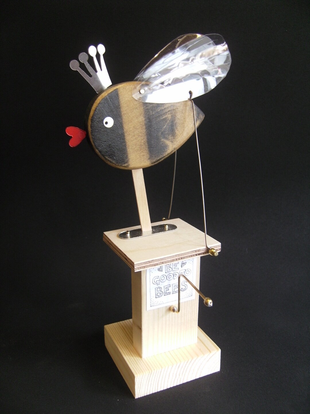 Be Kind to the Bees Automata. Finished in Bare Wood and Black Paint. - Etsy