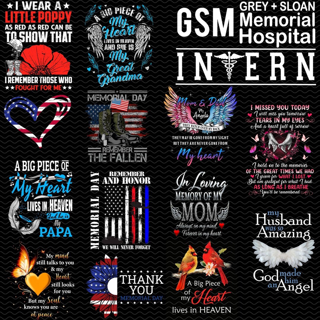 Memorial Design Png Bundle, Memorial Quote Png, Bereavement Png, Heaven ...