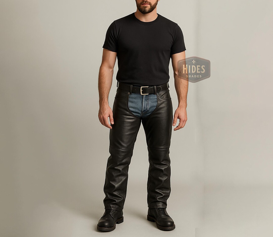 Custom Black Leather Steampunk Chaps for Men | Gothic Cosplay Festival ...