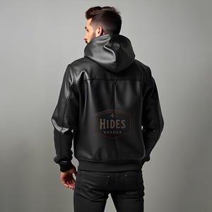 Genuine Black Leather Hoodie for Men | Custom Fit & Stylish Leather ...