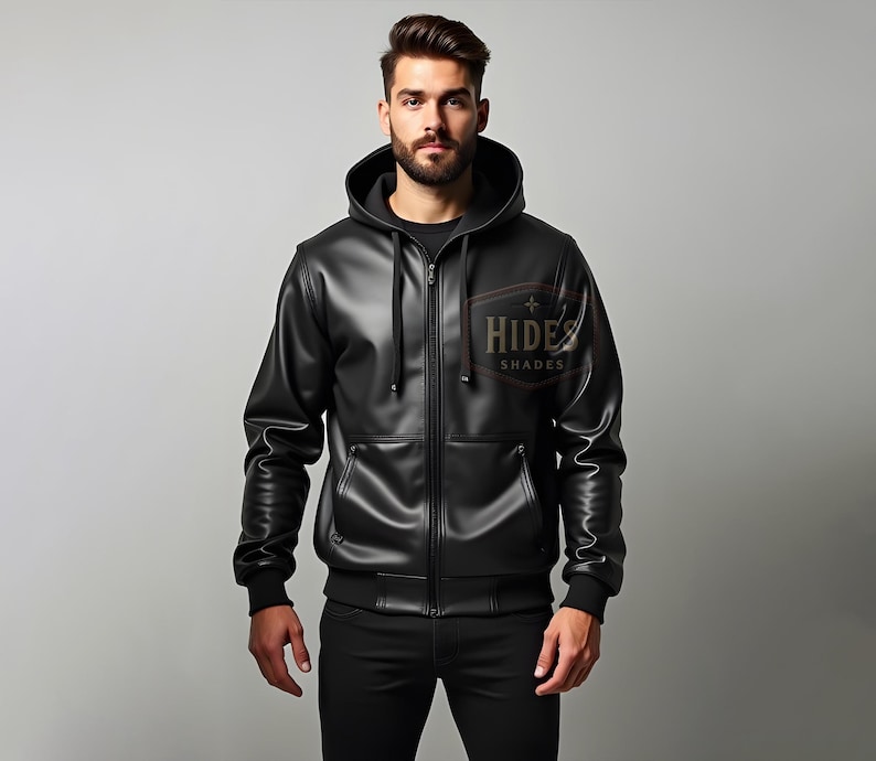 Genuine Black Leather Hoodie for Men | Custom Fit & Stylish Leather ...