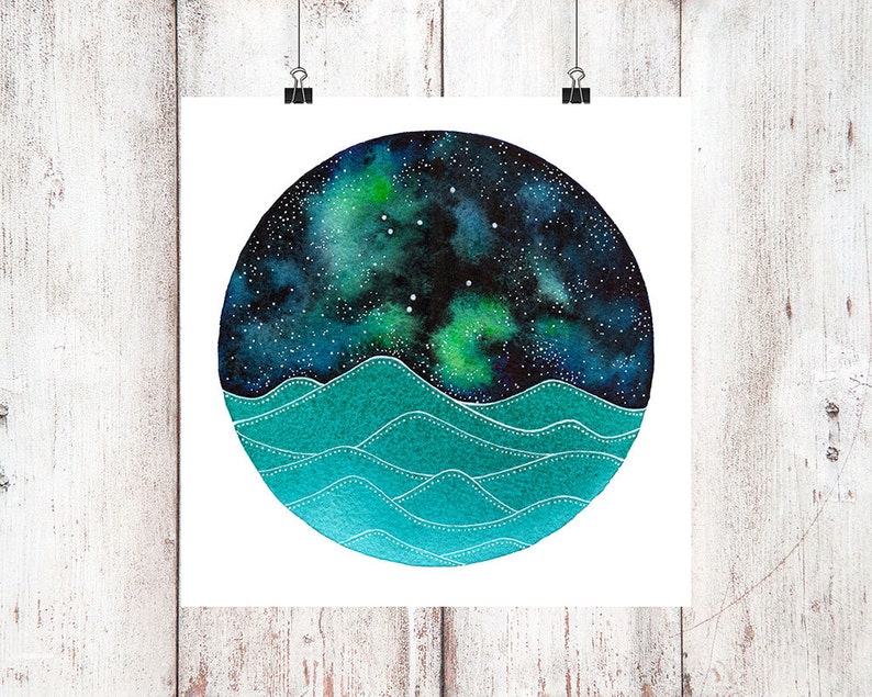 The Libra Constellation Above the Ocean Waves Print, Instant Download ...
