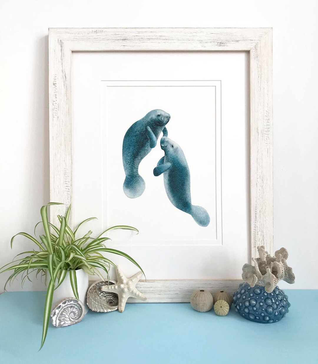 Manatee Couple Watercolor Print Instant Download, Manatee Painting ...