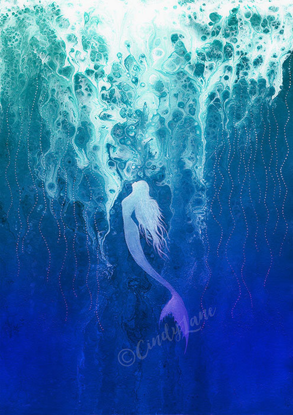 Mermaid Rising Painting Instant Download Mermaid Digital | Etsy