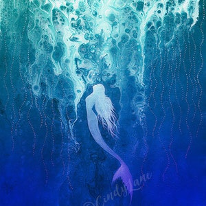 Mermaid Rising Painting Instant Download, Mermaid Digital Download ...