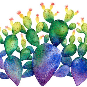 Rainbow Watercolor Cacti, Instant Download, Cactus Art, Cactus Painting ...